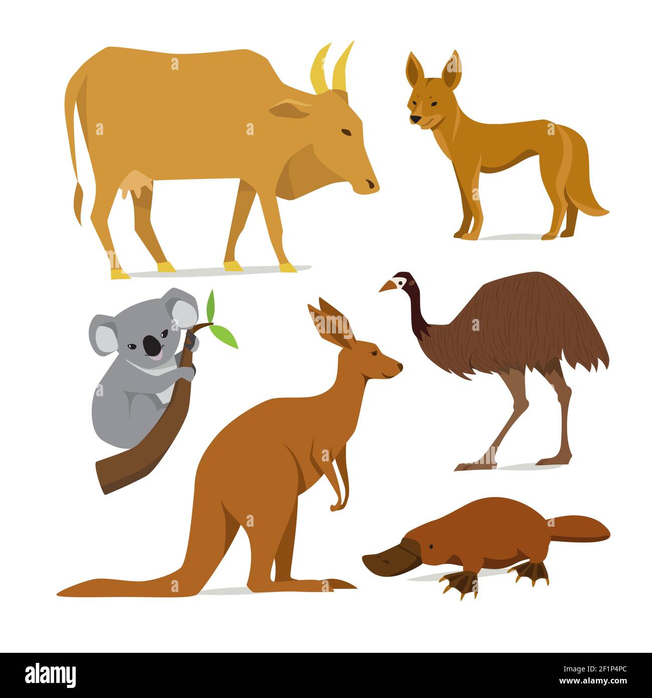 Big set of mammal animals of Australia in flat style Stock Vector Image ...