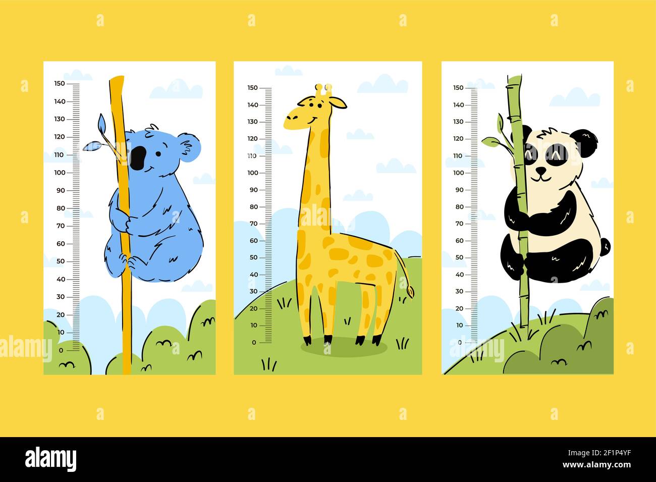 Hand drawn height meters set illustrated Vector illustration Stock ...