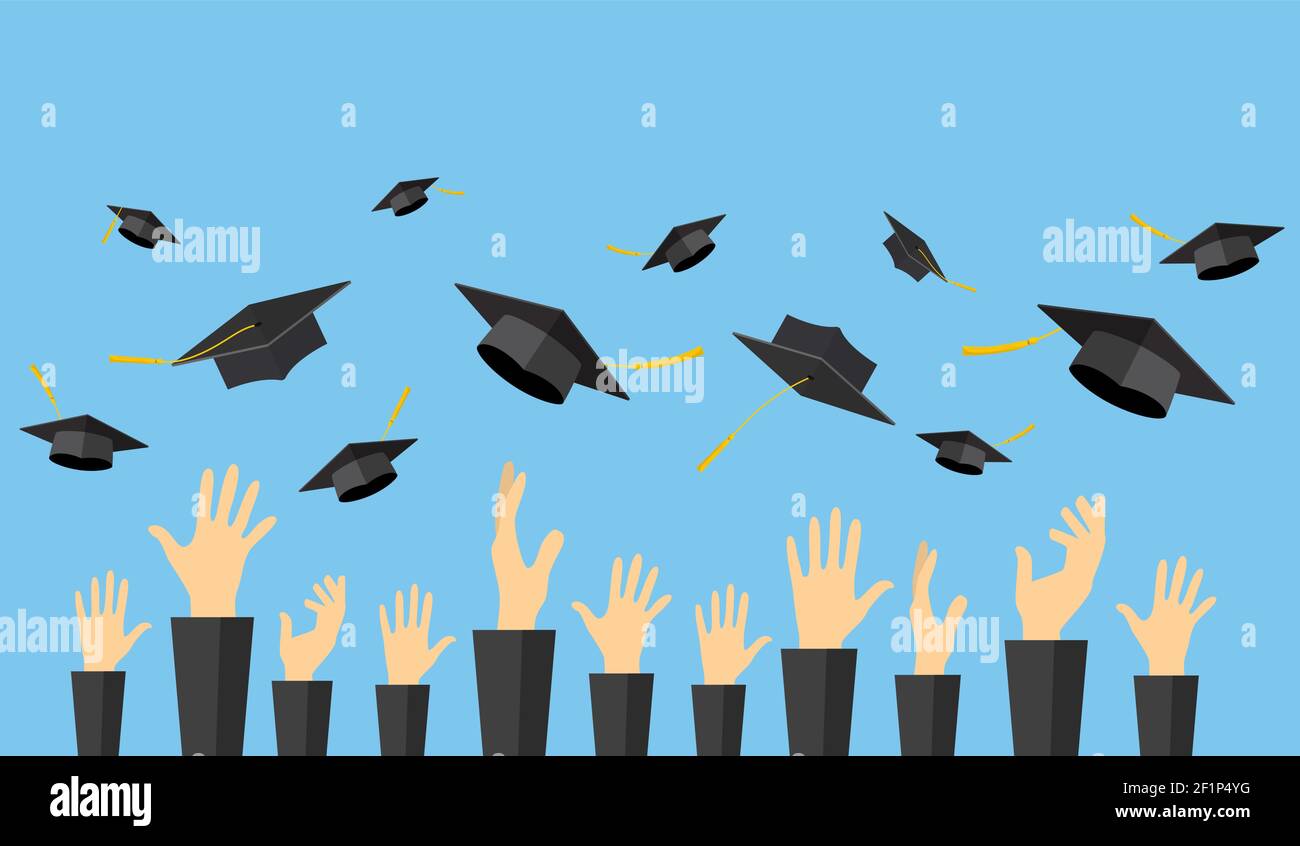 Graduation cap throwing hands vector hi-res stock photography and ...