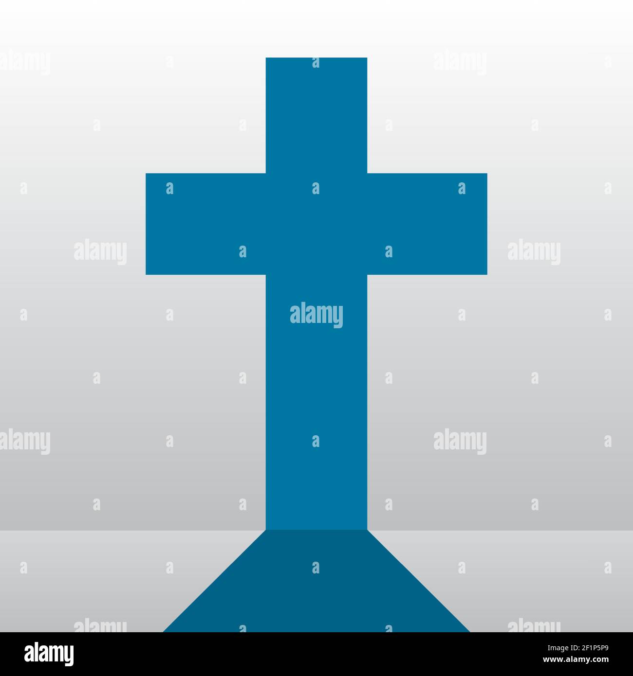 Christian cross icon. Blue cross icon on light background. Abstract ...
