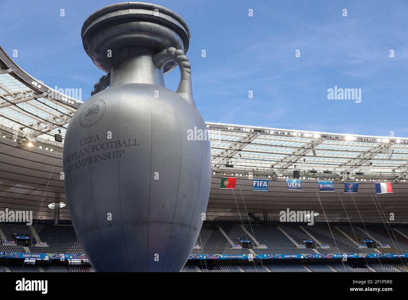 huge inflatable trophy illustration during the UEFA Euro 2016, Final ...
