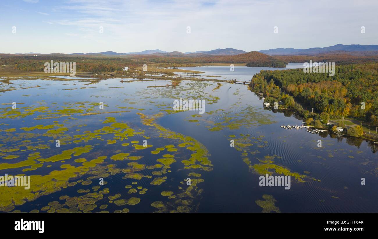 Tupper Lake Fall Color Aerial Perspective Adirondacks New York Stock ...