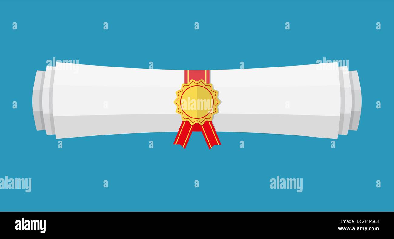 White folded paper diploma scroll Stock Vector Image & Art - Alamy