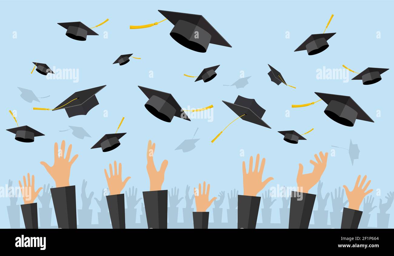 Graduation cap throwing hands vector hi-res stock photography and ...