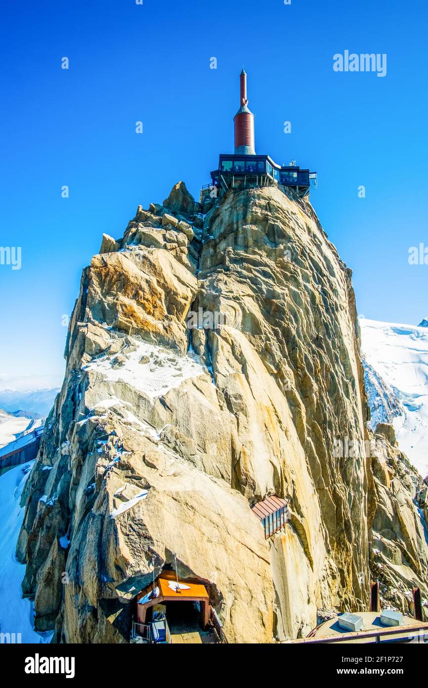 Station on top of mountain in Chamonix region, Mount Mont Blanc Stock ...