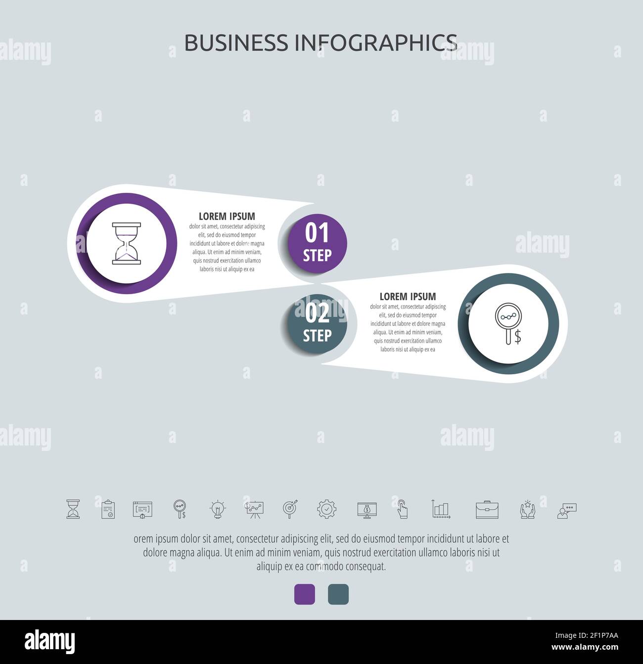 Business vector infographic circles for two label, diagram, graph ...