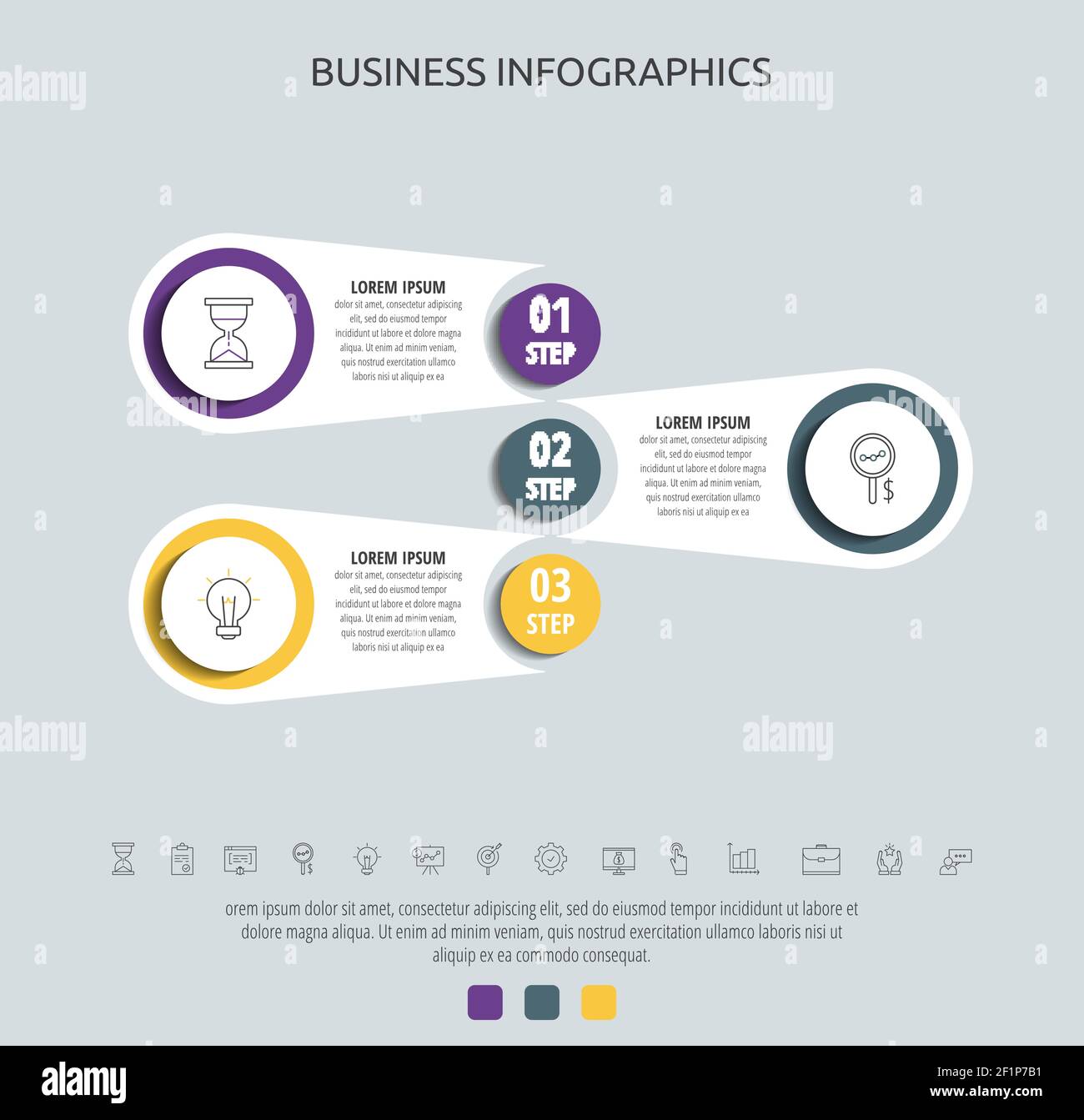 Business vector infographic circles for three label, diagram, graph ...