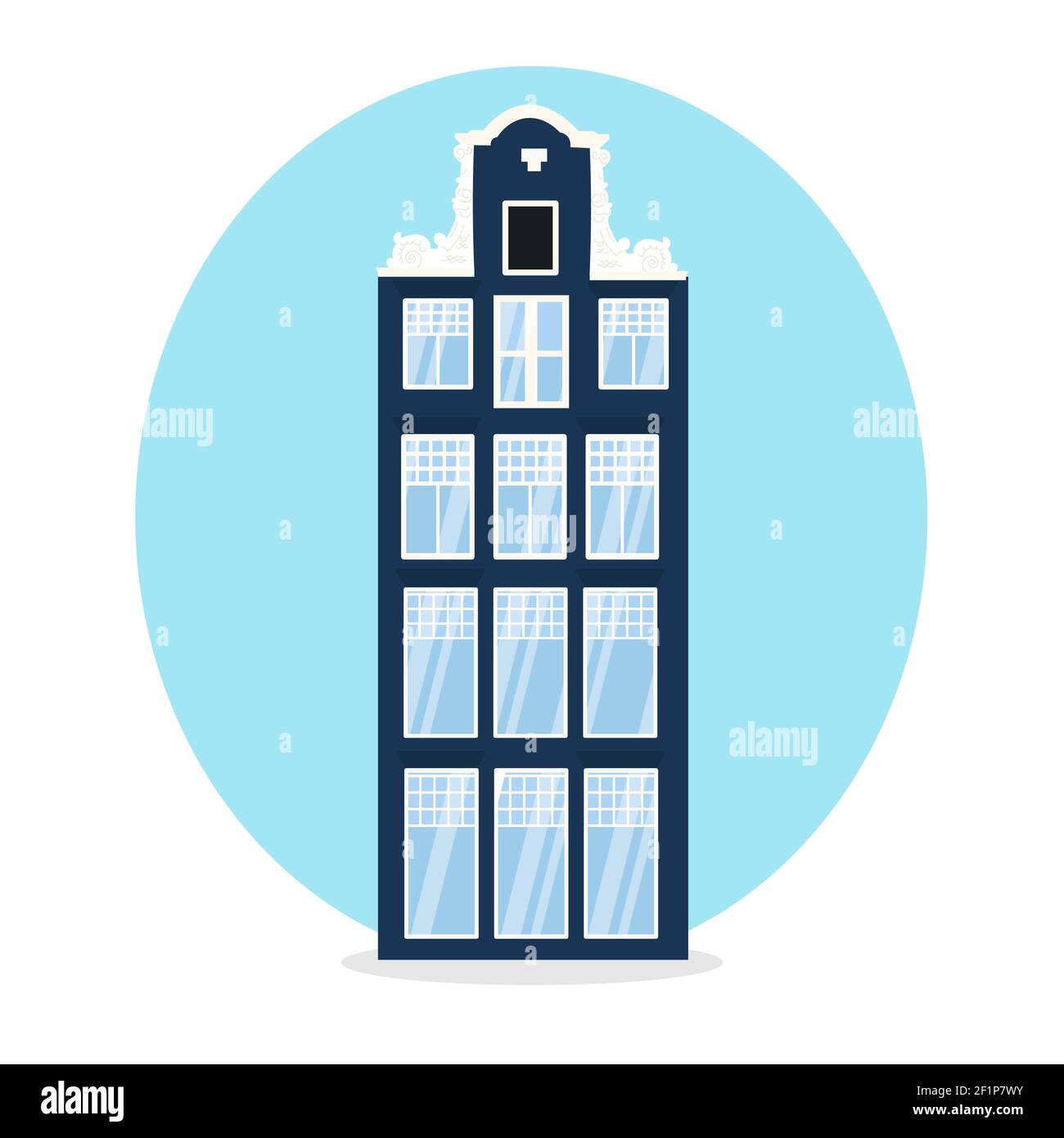 Amsterdam old house in the Dutch style. Dark blue Colorful historic ...