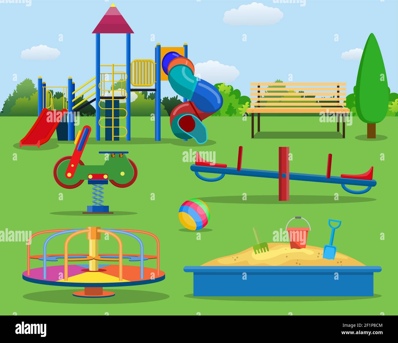 Kids playground cartoon concept background Stock Vector Image & Art - Alamy