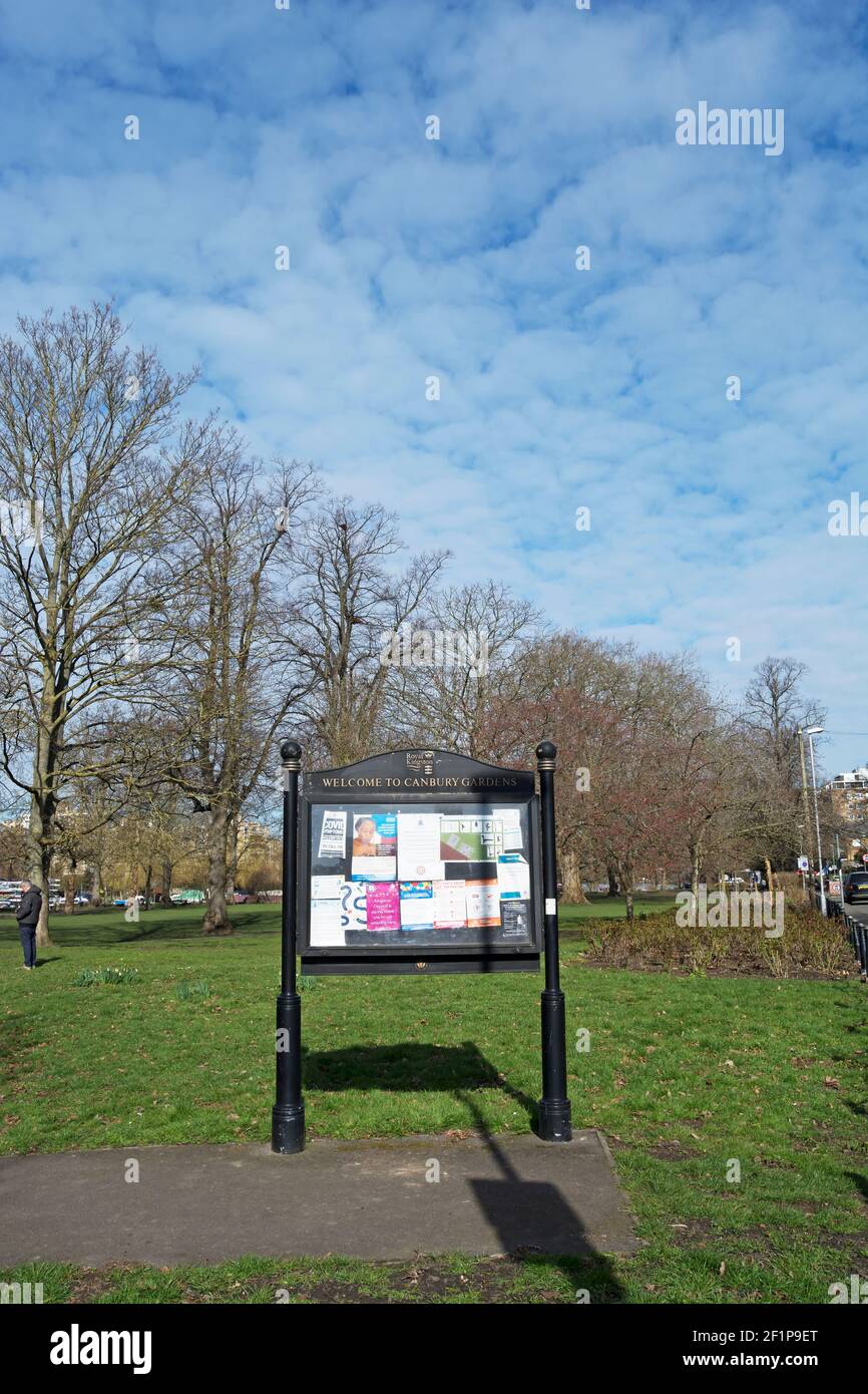 welcome sign and community information board at canbury gardens ...