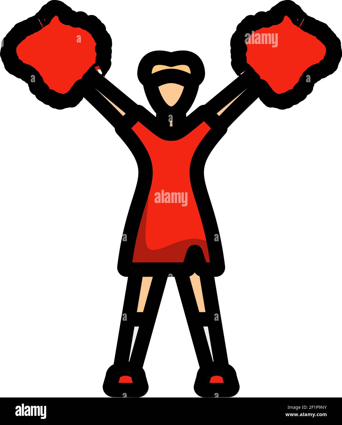 American Football Cheerleader Girl Icon. Editable Outline With Color ...