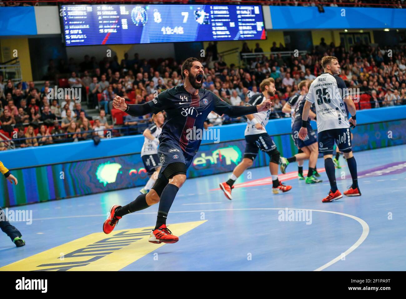 Nikola Karabatic (PSG Hanball) after scored a goal during the Handball ...