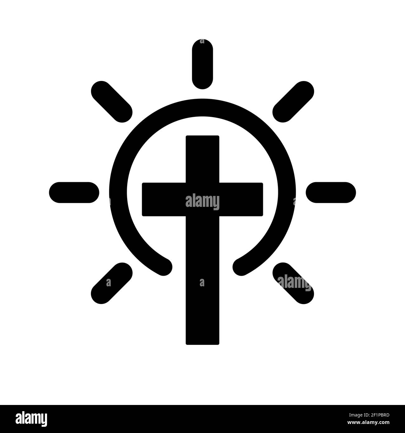 Christian cross with sun rays. Christian cross icon. Black religion ...