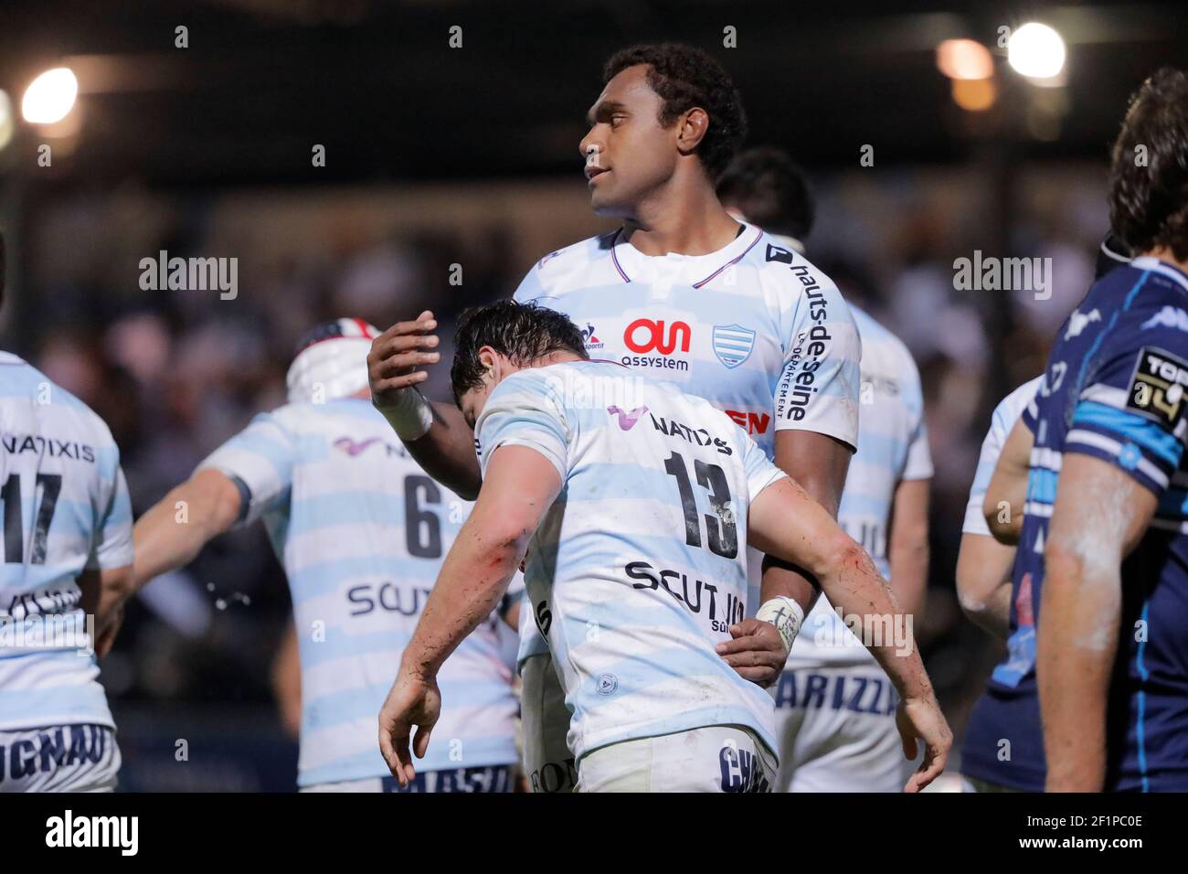 Henry CHAVANCY (Racing Metro 92) scored a try and celebrated it with ...