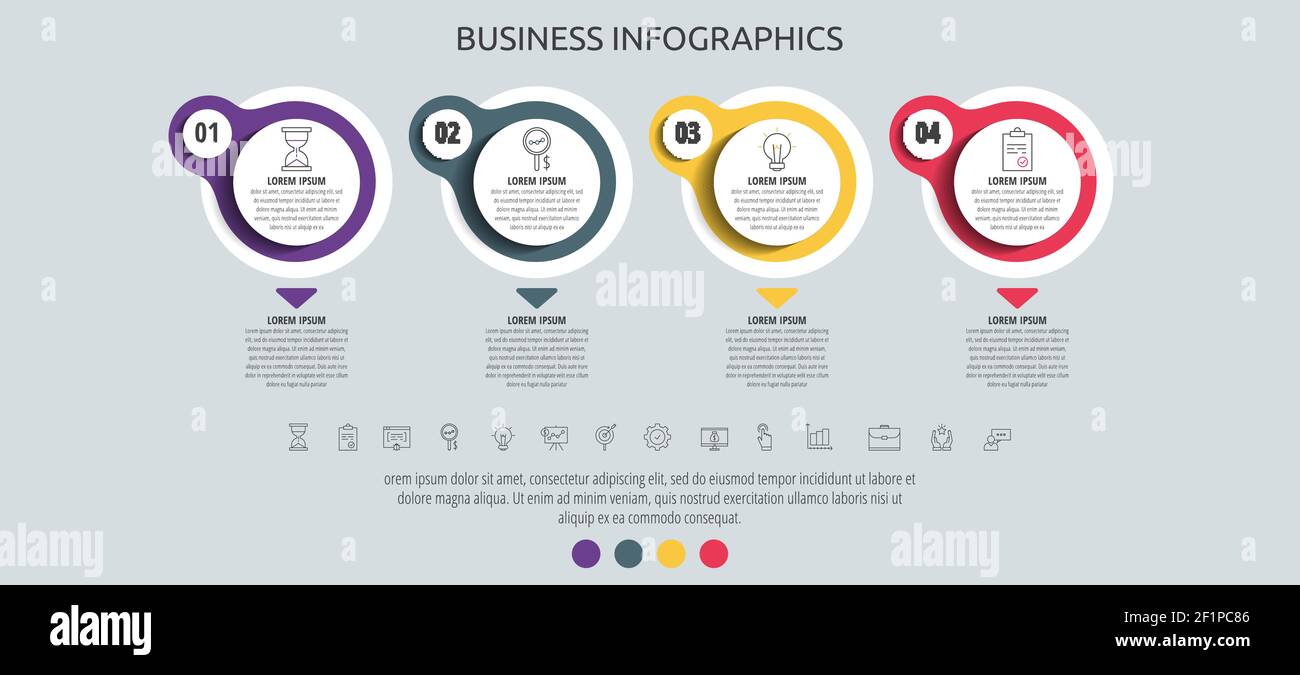 Circles vector infographic with 4 step, icons. Timeline used for ...