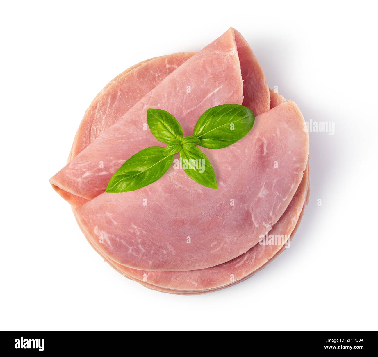 Pork ham slices on white background Stock Photo - Alamy