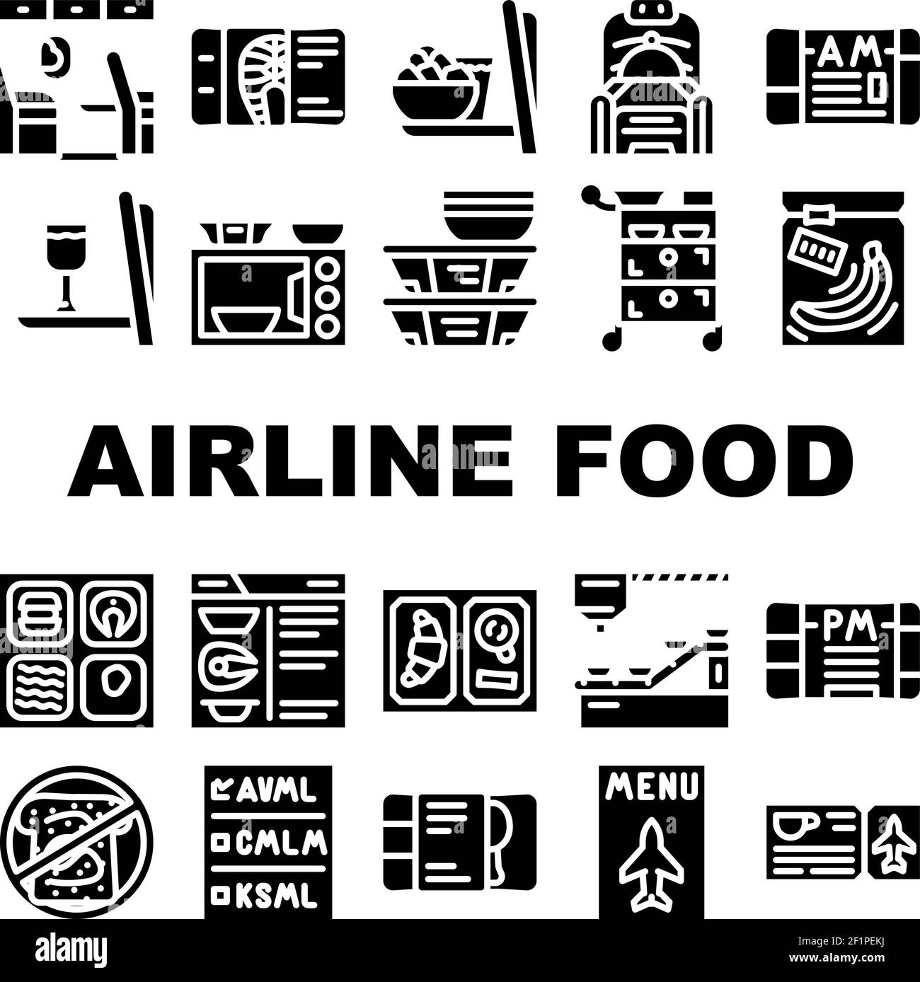 Airline Food Nutrition Collection Icons Set Vector Stock Vector Image ...