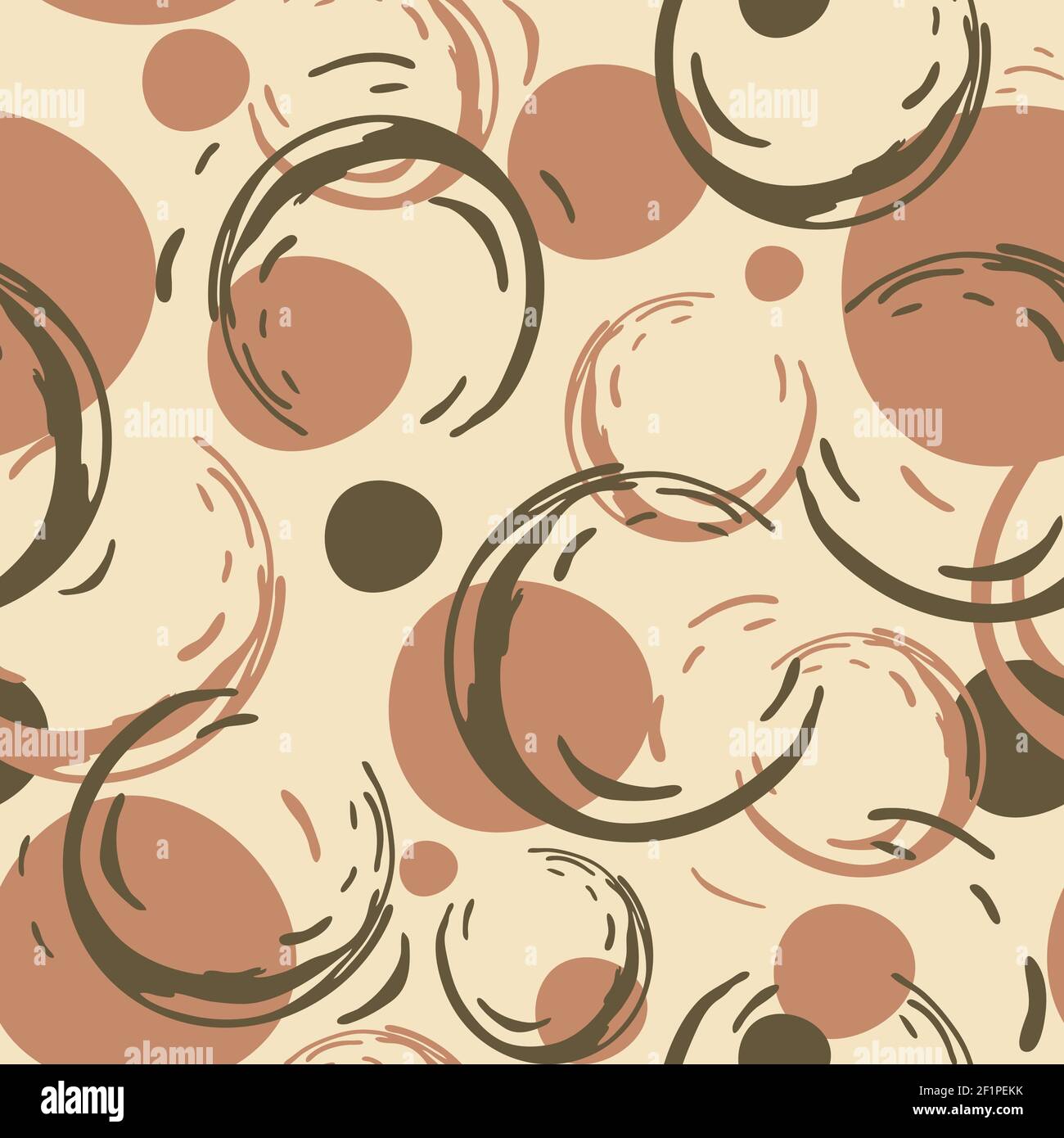 Seamless vector pattern with coffee stain on pink background. Simple ...