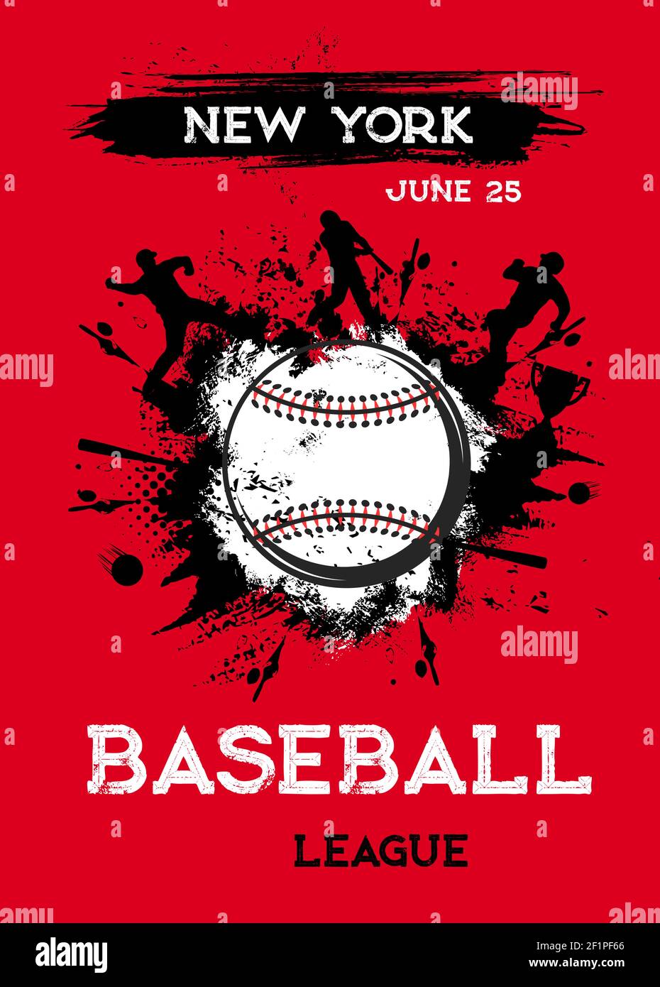 Baseball poster or flyer, softball tournament vector background with ...
