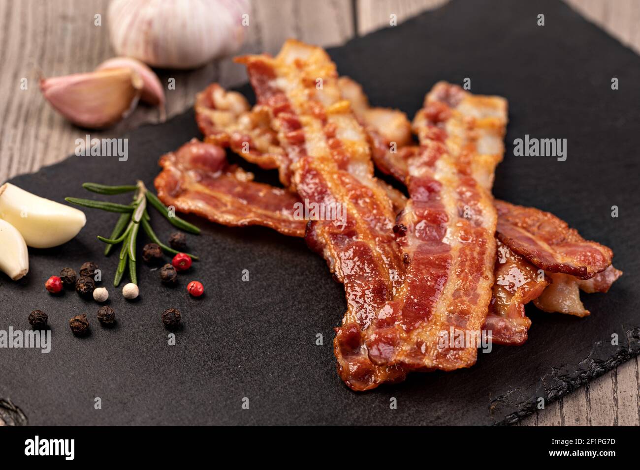 Slice tasty fried bacon hi-res stock photography and images - Alamy