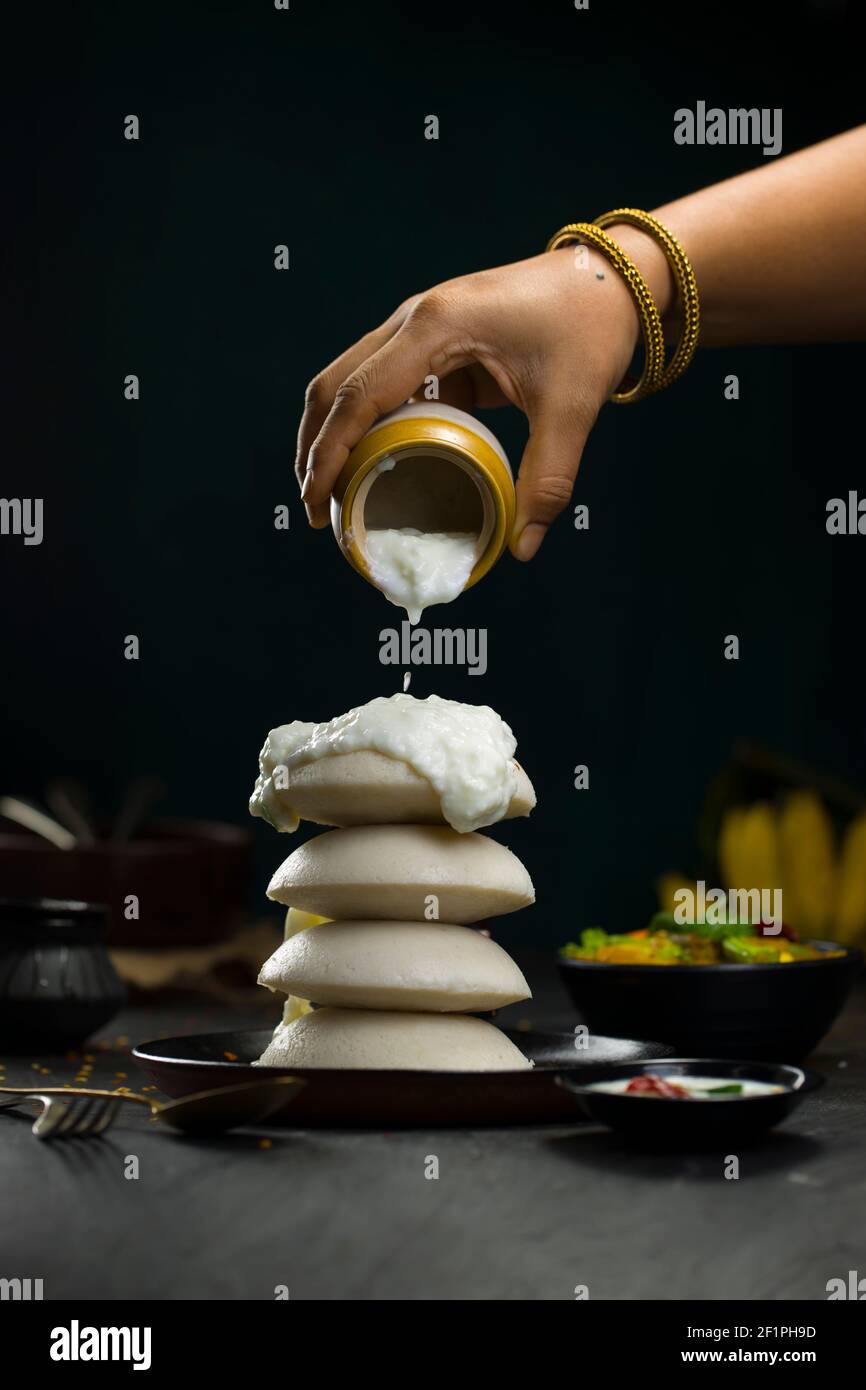 Idly or Idli, south indian main breakfast item which is placed in a ...