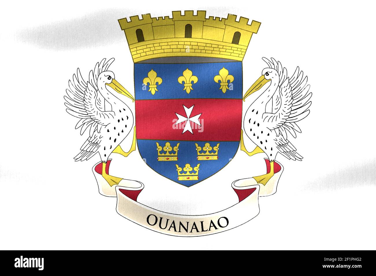 Saint-Barthelemy flag - realistic waving fabric flag Stock Photo - Alamy
