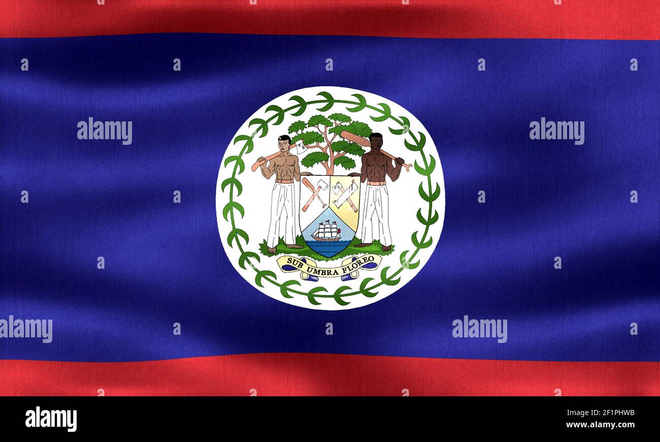 Belize flag - realistic waving fabric flag Stock Photo - Alamy