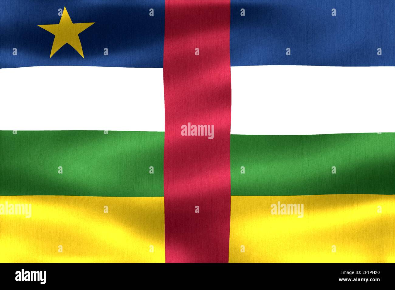 Central African Republic Flag Realistic Waving Fabric Flag Stock