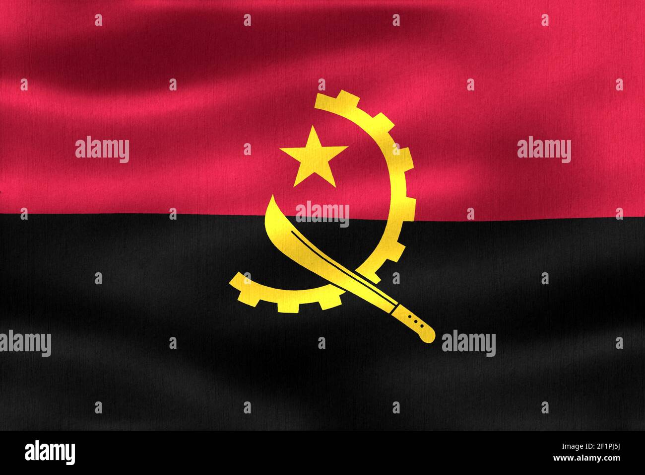 Angola flag - realistic waving fabric flag Stock Photo - Alamy