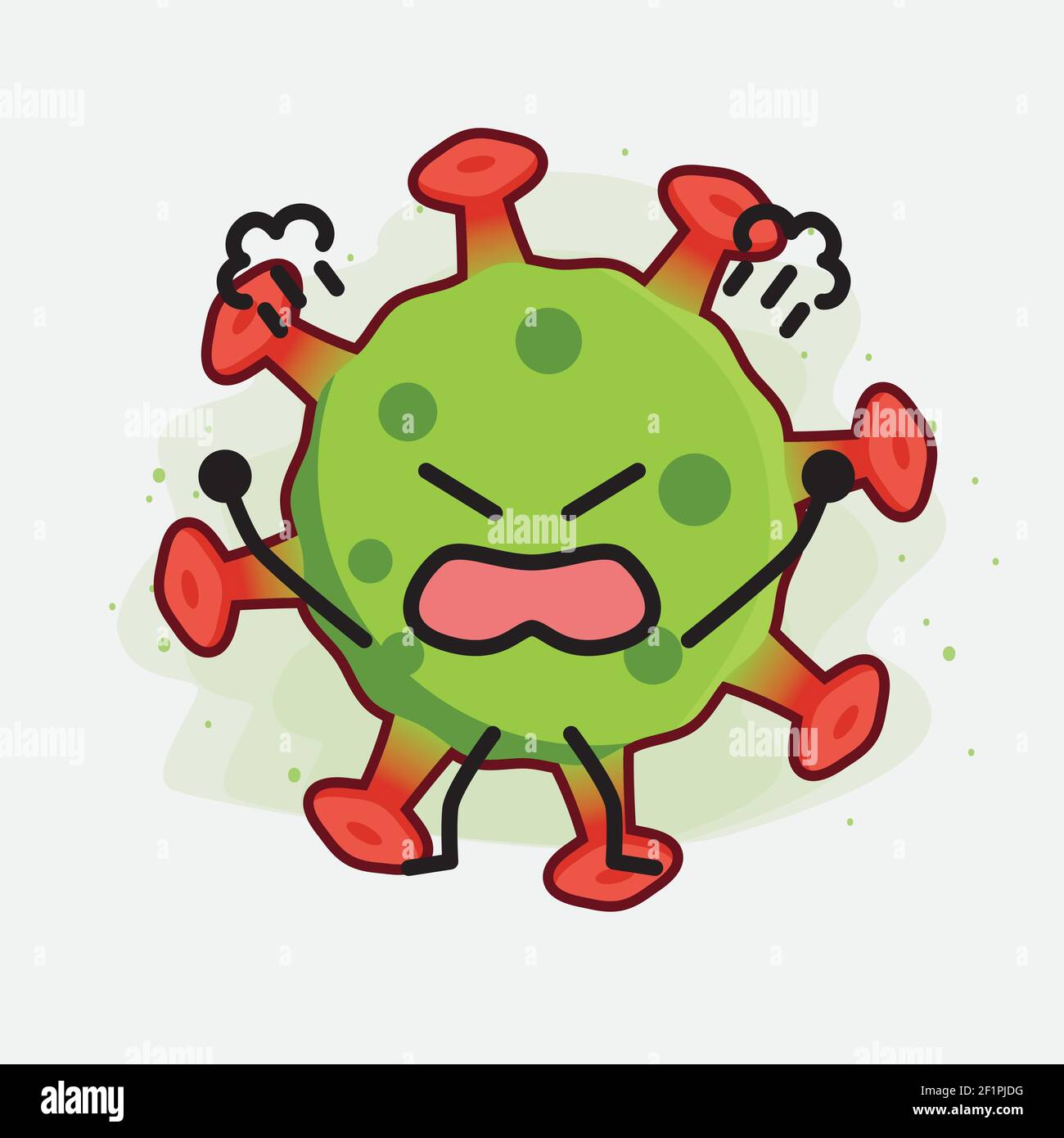 Vector Illustration of Green Virus Character with cute face, simple ...