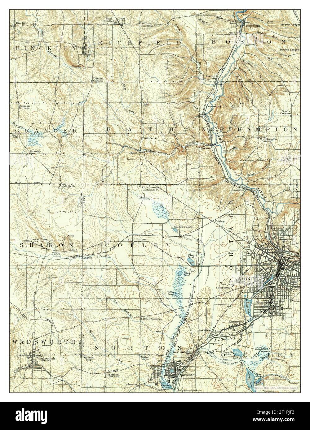 Vintage map of akron hi-res stock photography and images - Alamy