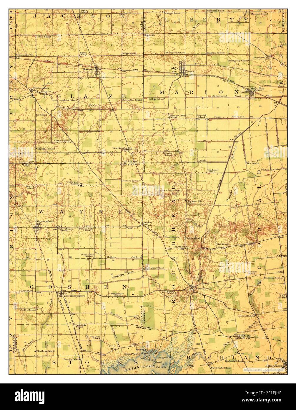 Alger, Ohio, map 1915, 1:62500, United States of America by Timeless ...