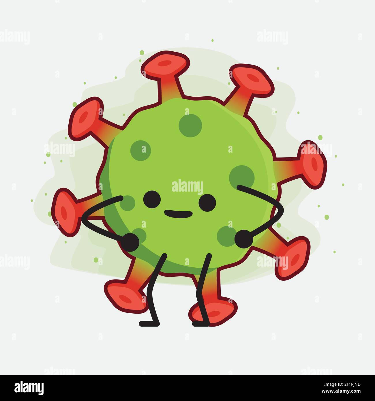 Vector Illustration of Green Virus Character with cute face, simple ...