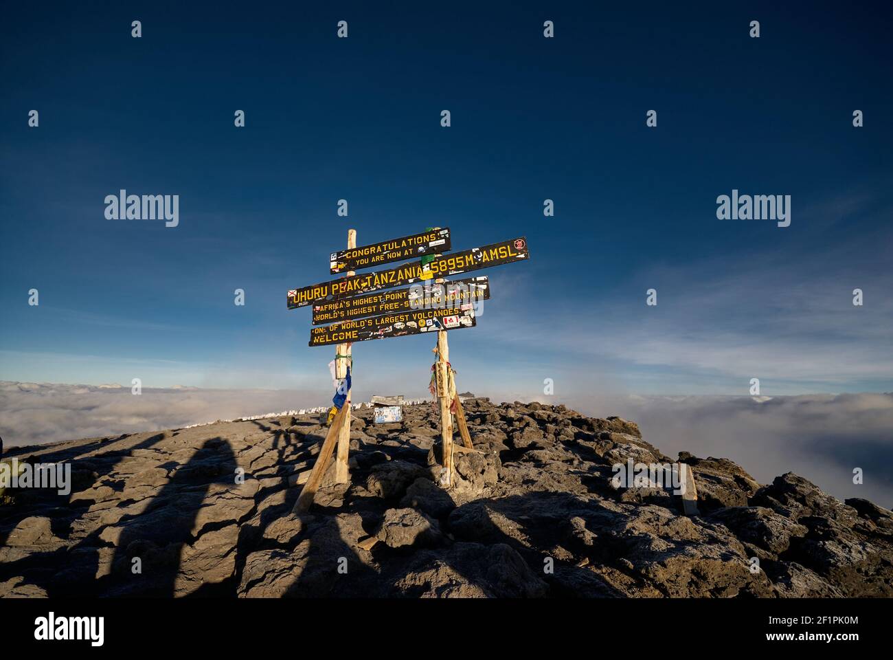 sign on summit of Mount Kilimanjaro, UHURU PEAK,Tanzania, Africa ...
