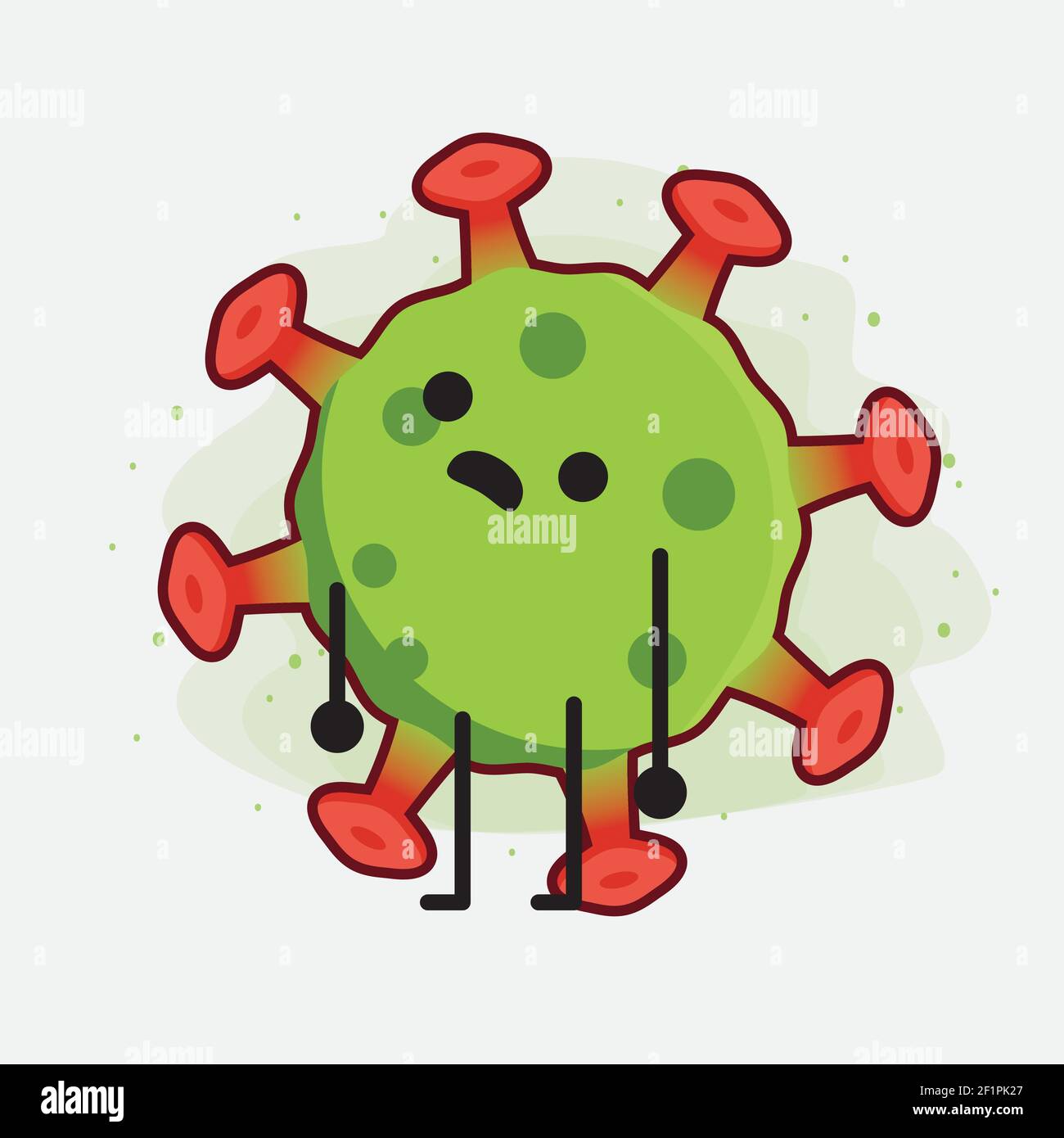 Vector Illustration of Green Virus Character with cute face, simple ...