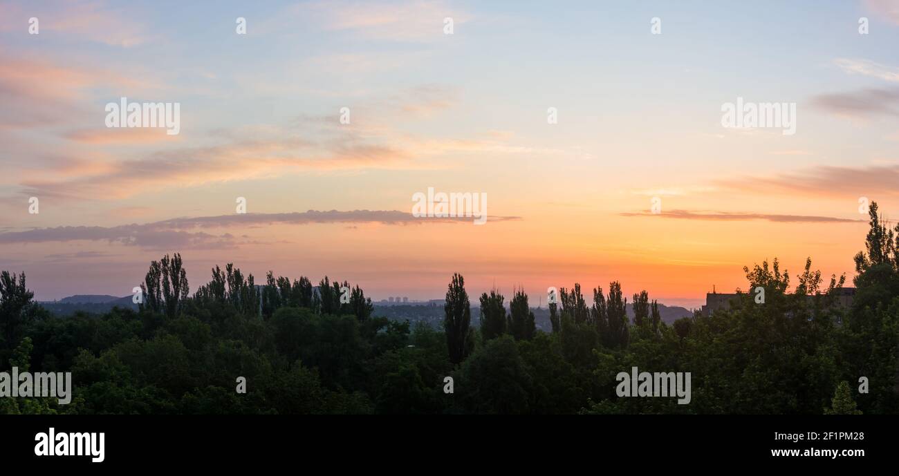Landscape with dramatic light - beautiful golden sunset with saturated ...