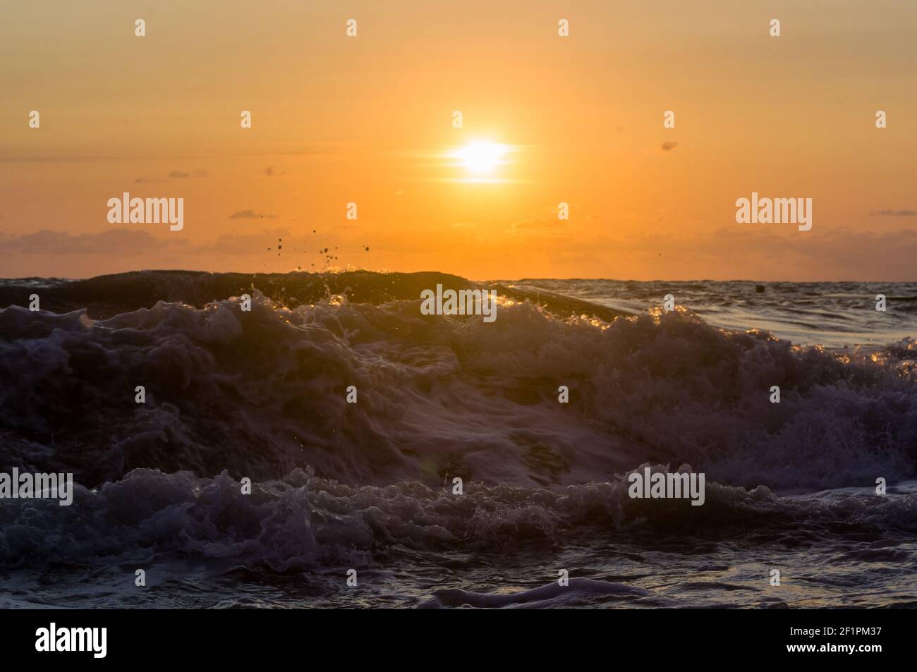 Summer sea sunset, the sun, waves and clouds, beautiful dramatic ...