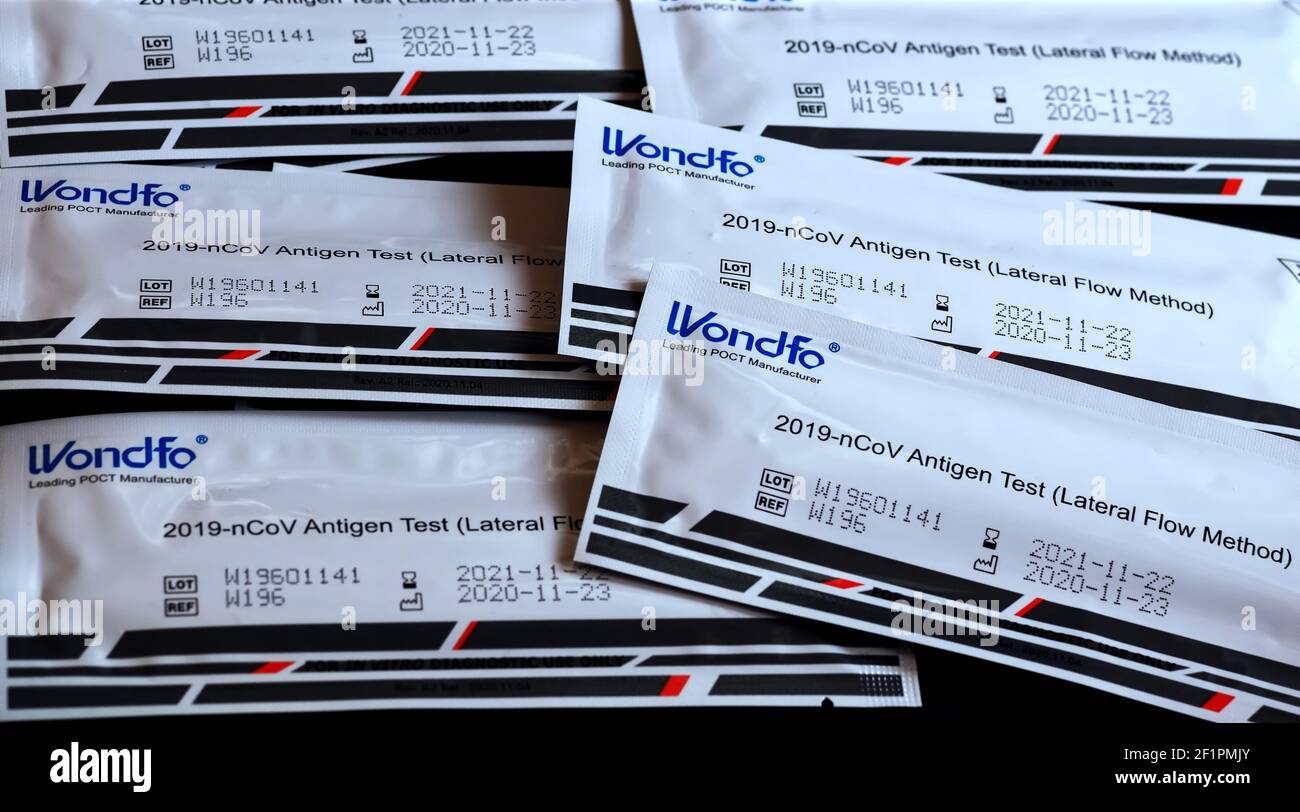 Wondfo Covid-19 or Corona Antigen Test for quick testing Stock Photo ...