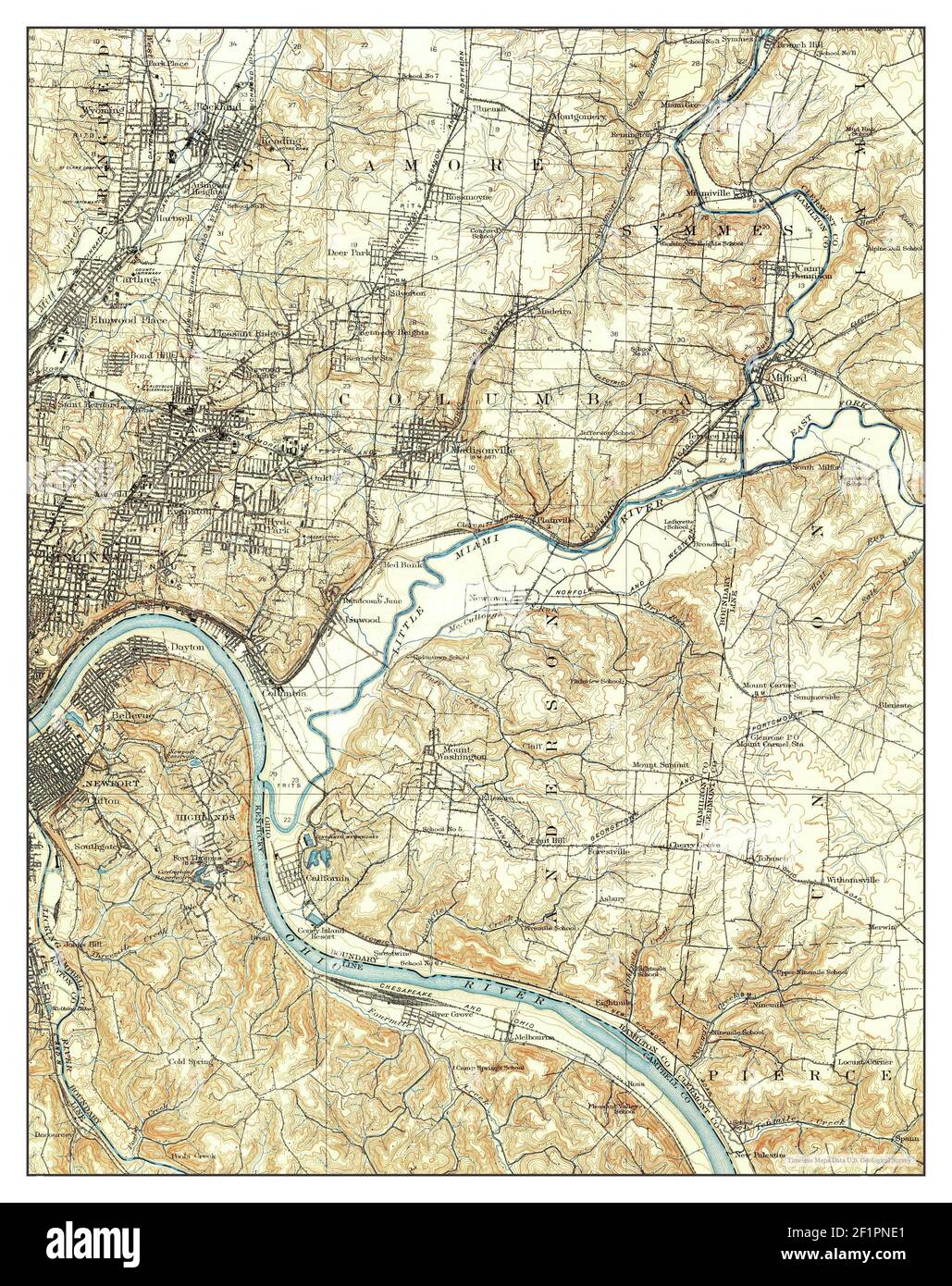 Us Map Cincinnati Ohio Topographical Map Cincinnati West Ohio