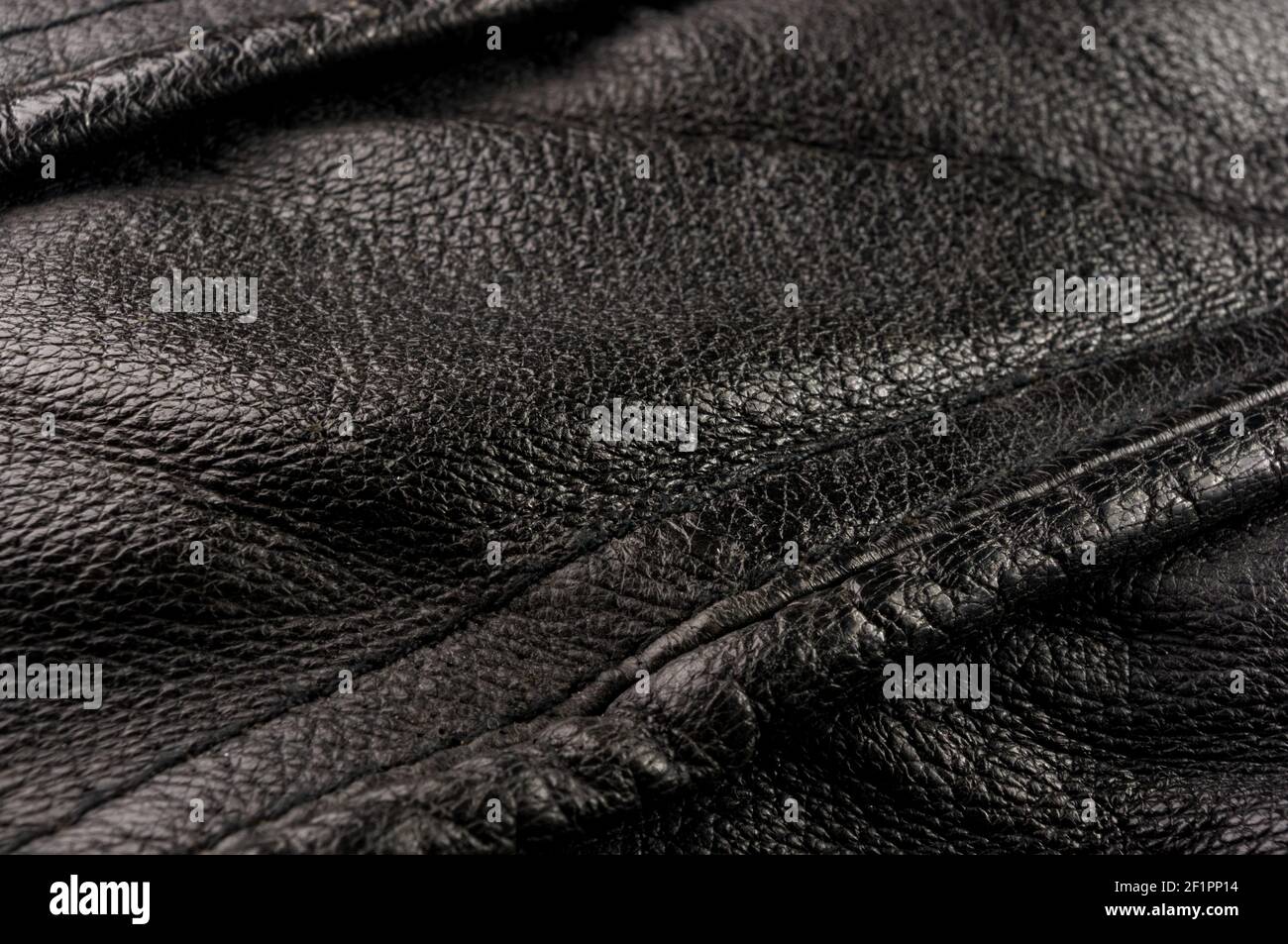 Old vintage genuine soft black leather texture background, top layer ...