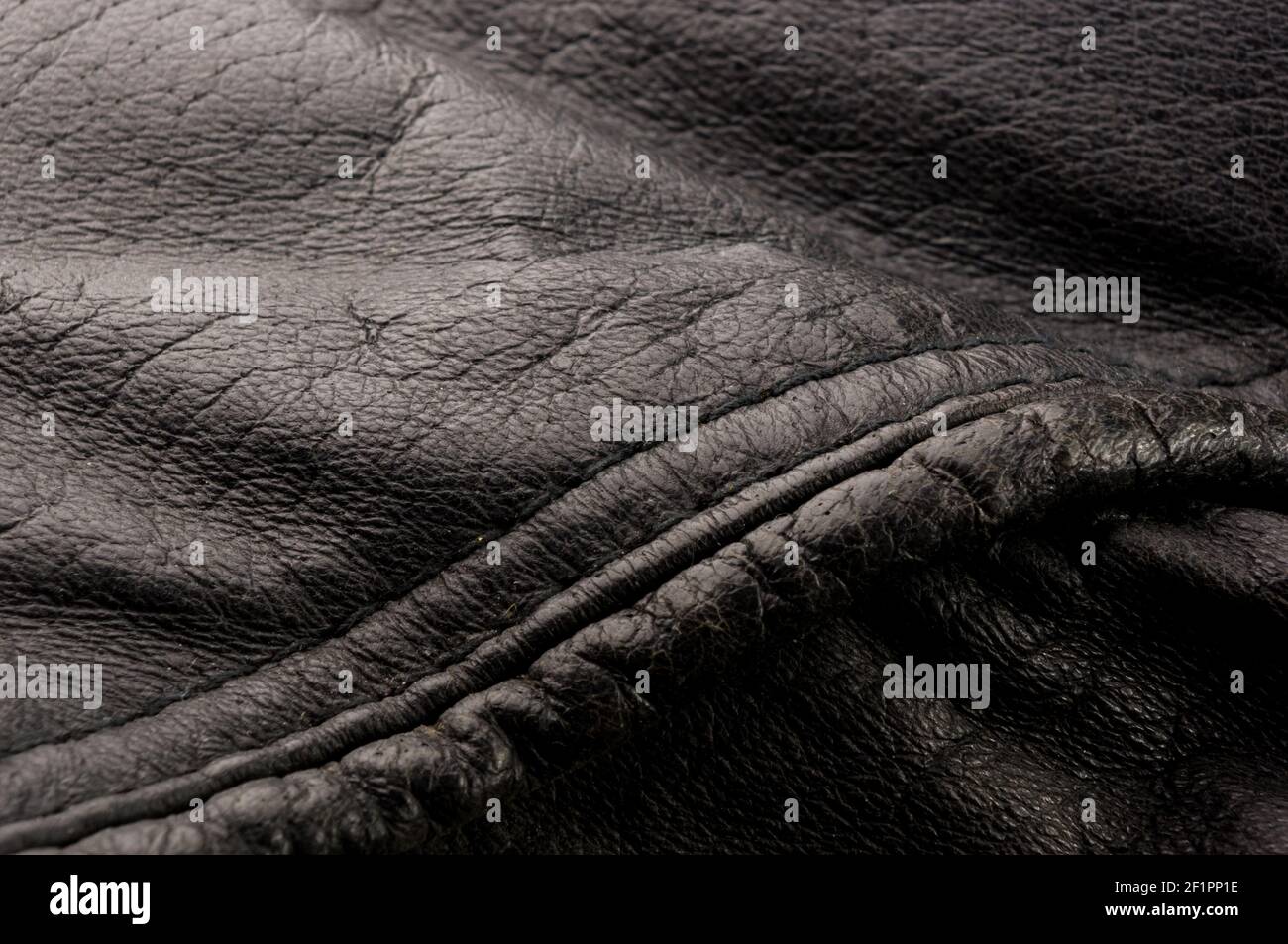 Old vintage genuine soft black leather texture background, top layer ...