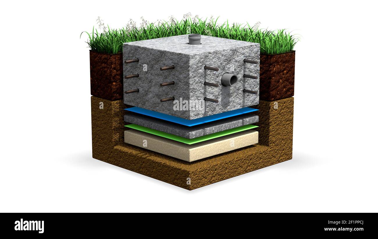 building foundation scheme isolated, industrial 3d rendering Stock ...