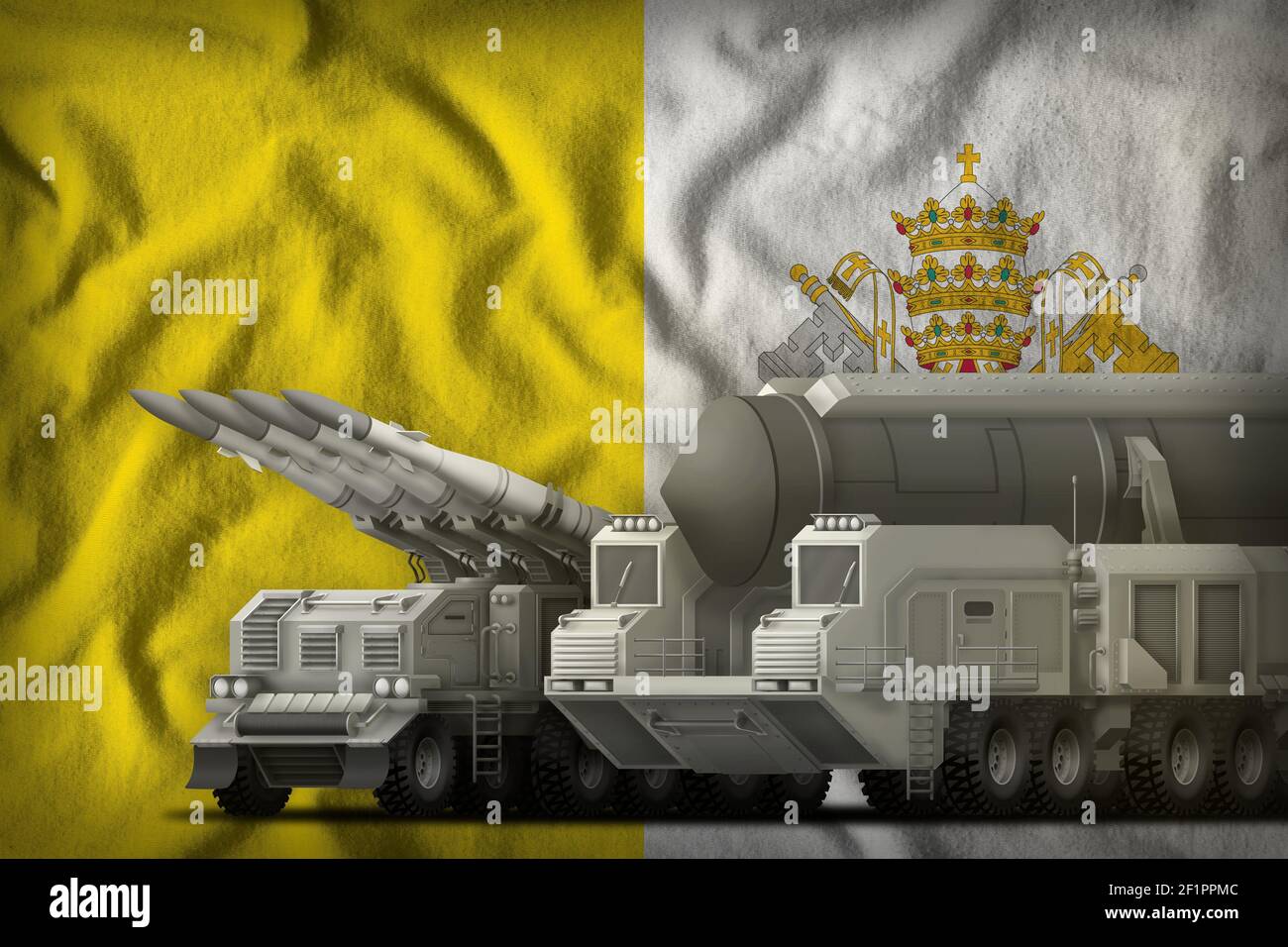 rocket forces on the Holy See flag background. Holy See rocket forces ...