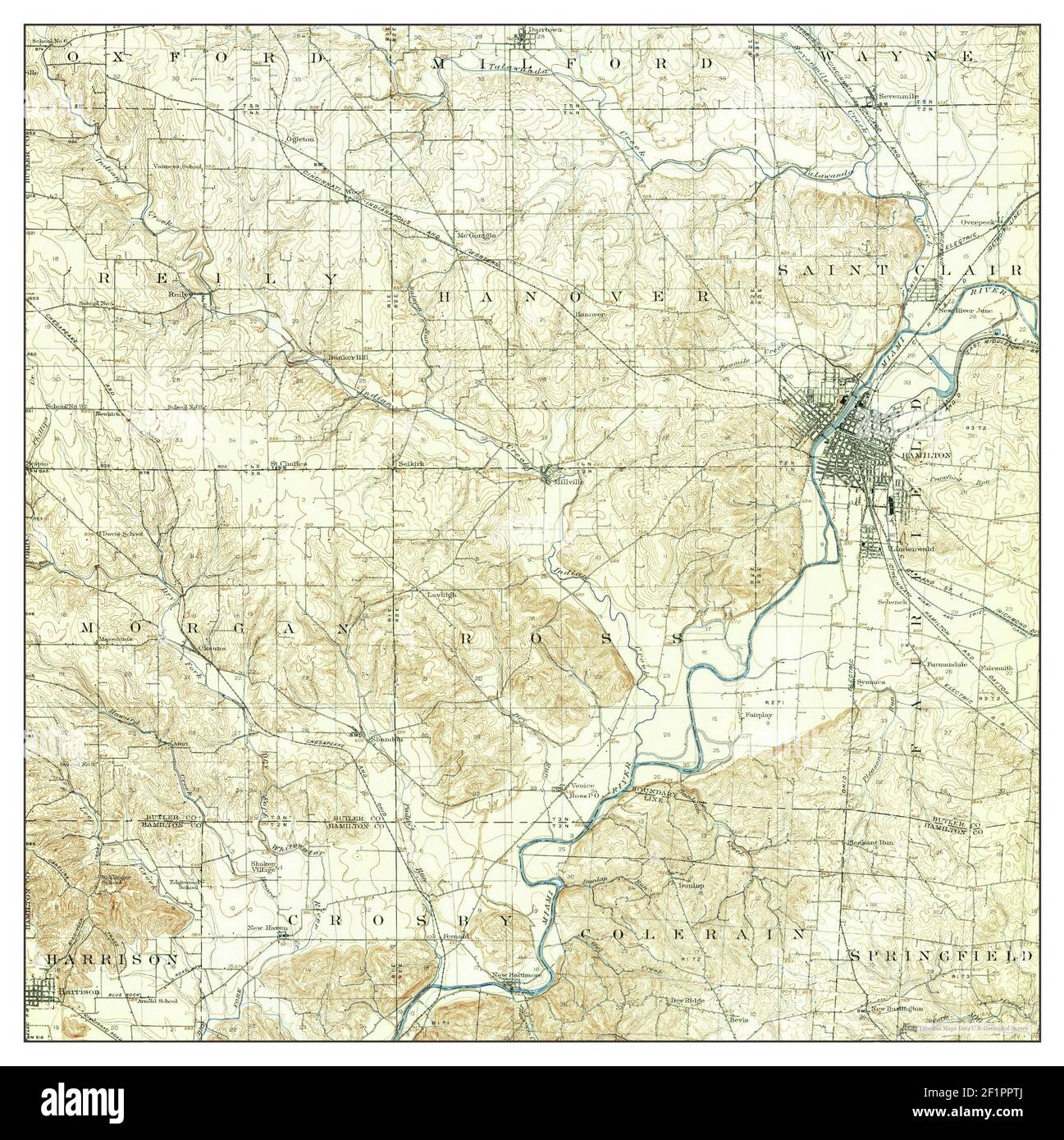 Hamilton, Ohio, map 1915, 1:62500, United States of America by Timeless ...