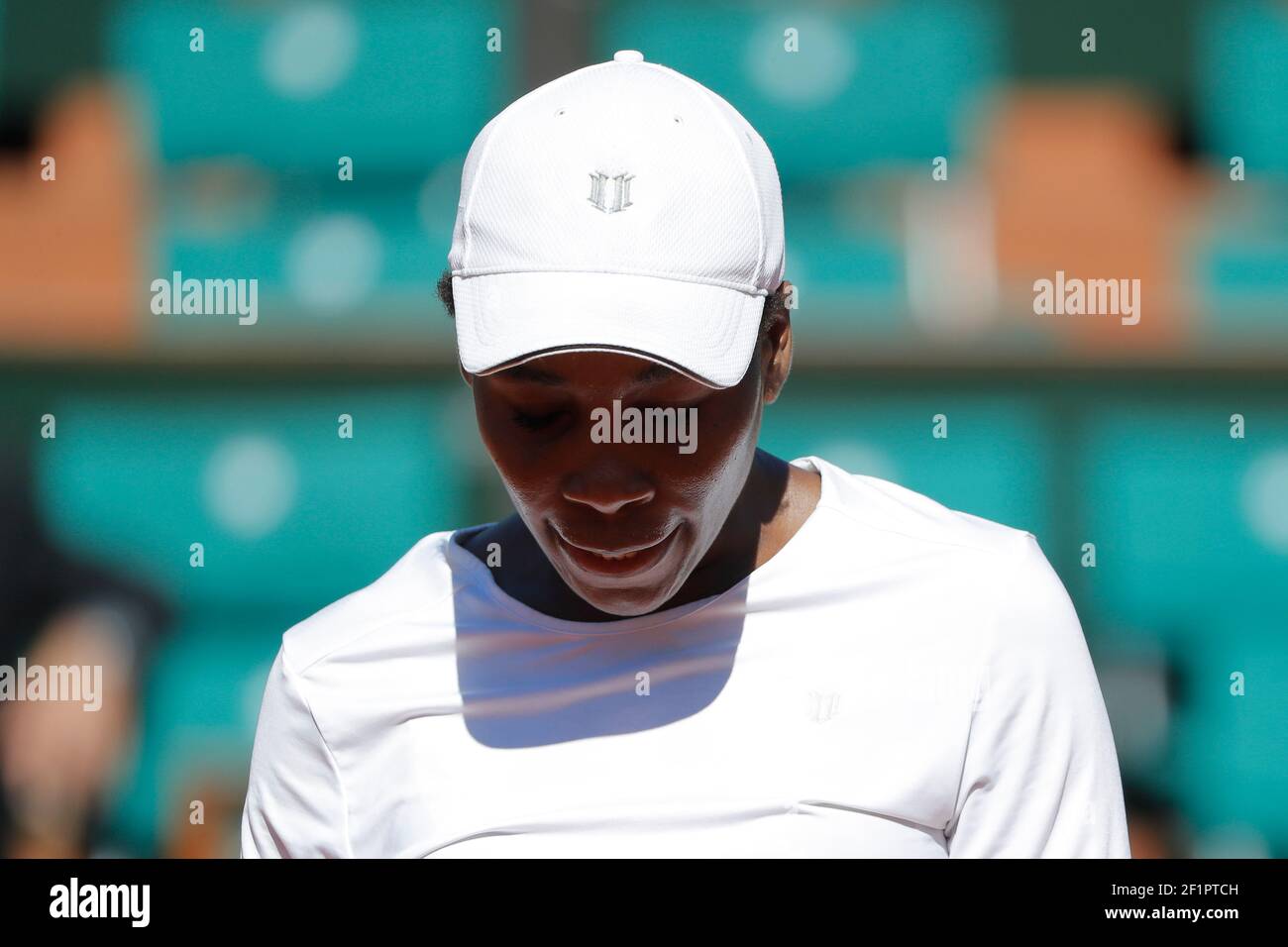 Venus Williams (USA) at practice on Philippe Chatrier tennis stadium during the Roland Garros ...
