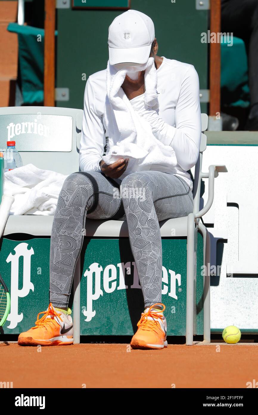 Venus Williams (USA) at practice on Philippe Chatrier tennis stadium ...