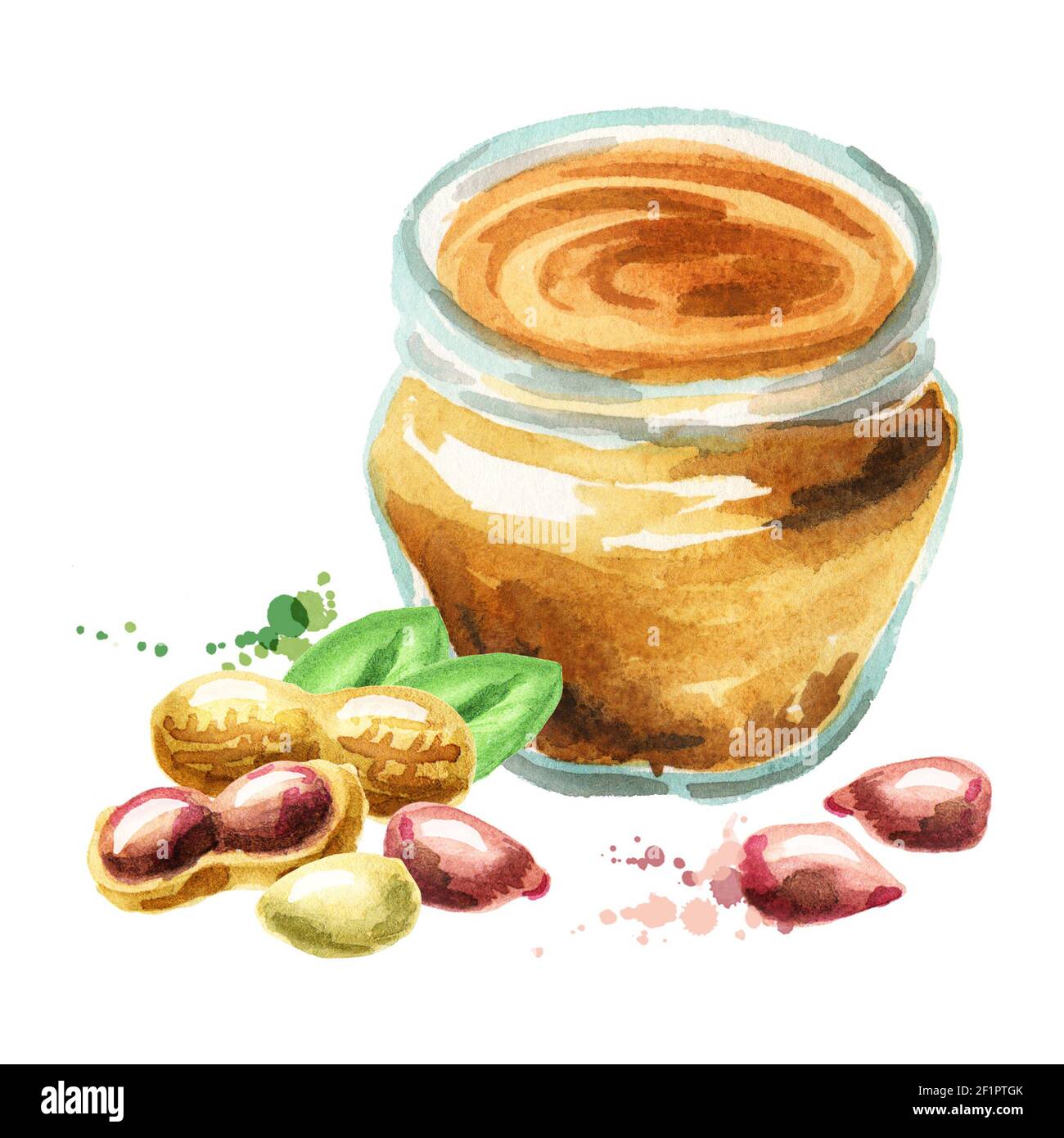 Peanut butter. Watercolor hand drawn illustration Stock Photo - Alamy
