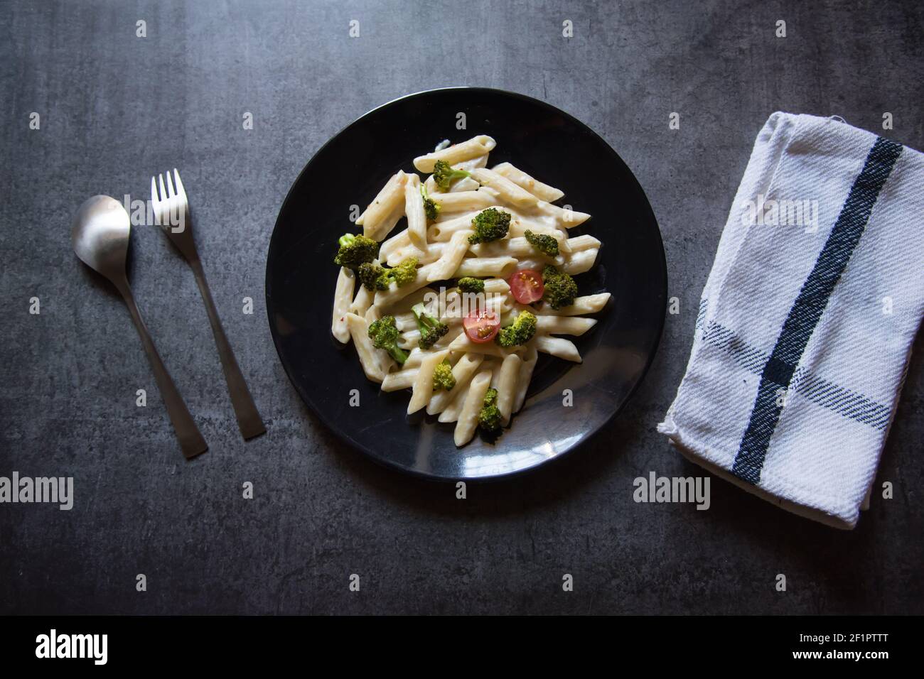 Popular Italian dish cheese pasta top view Stock Photo - Alamy