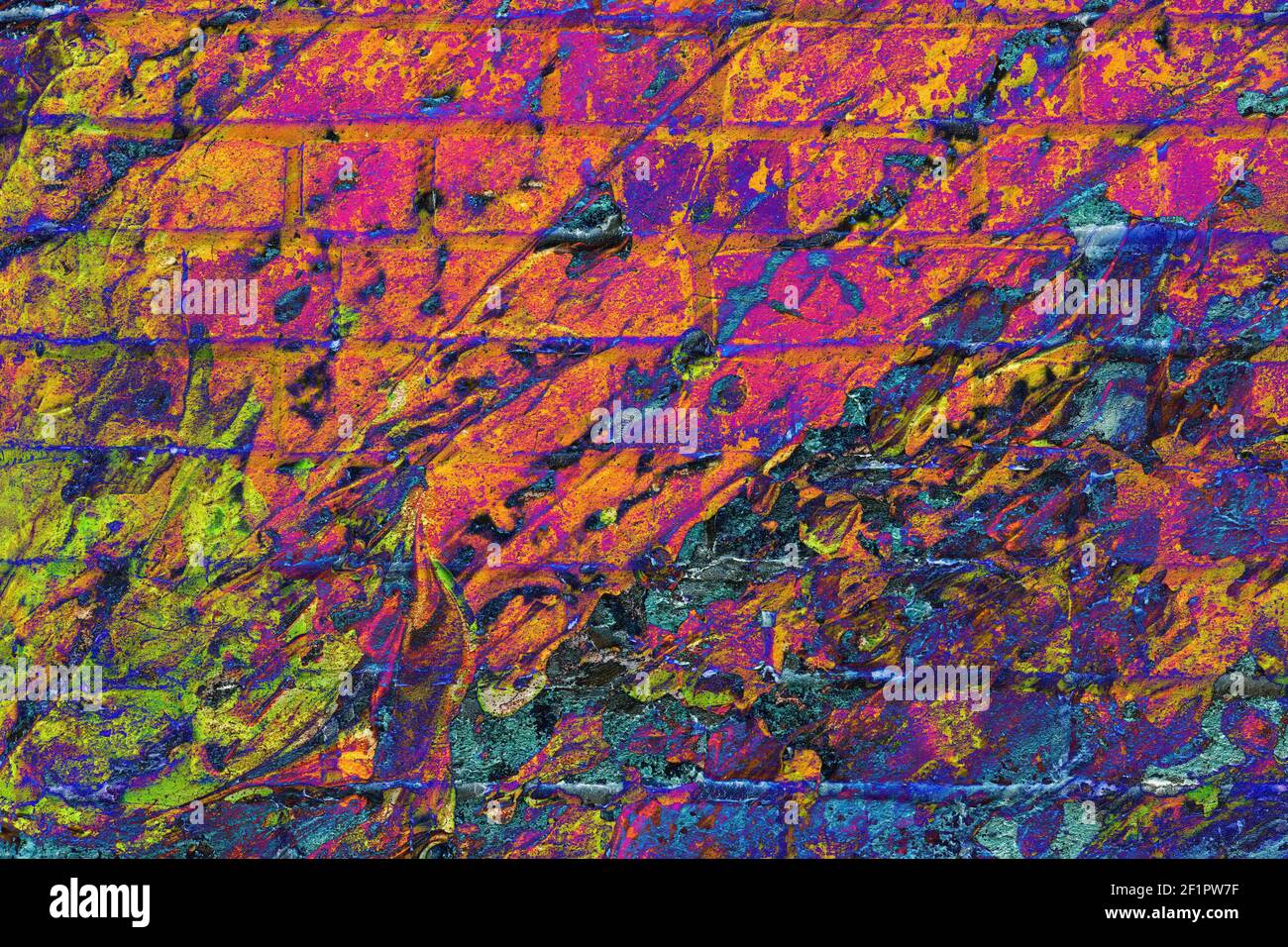 Abstract graffiti on brick wall, street art. Paint splash, colorful ...