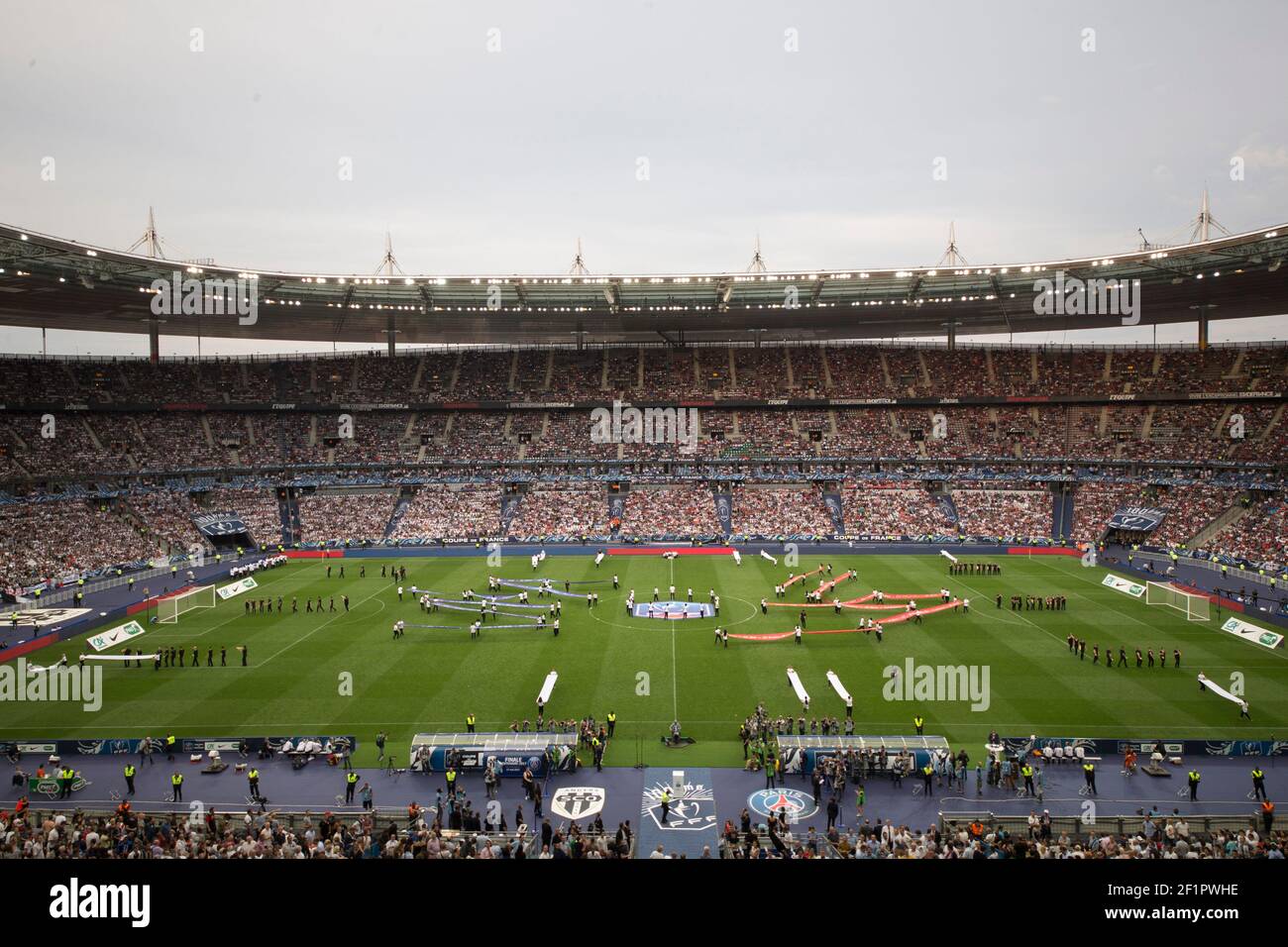 Stadium ceremony to introduce the game during the 100th French Cup ...